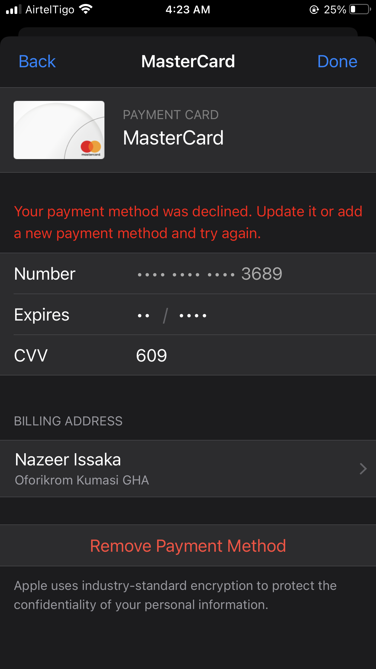 My payment method got rejected can’t down… - Apple Community