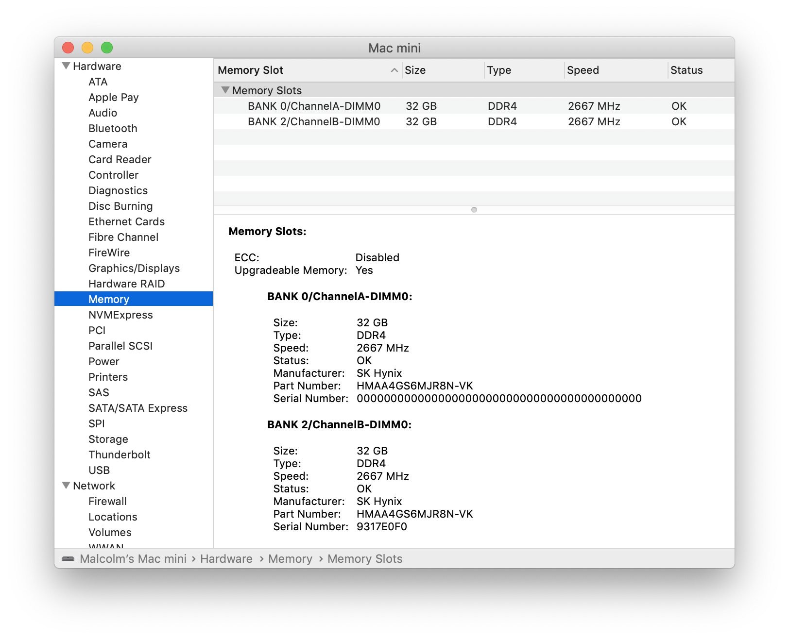 Memory Serial Numbers - Apple Community