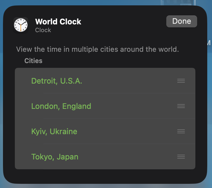Widget "World Clock" displays with wrong … - Apple Community