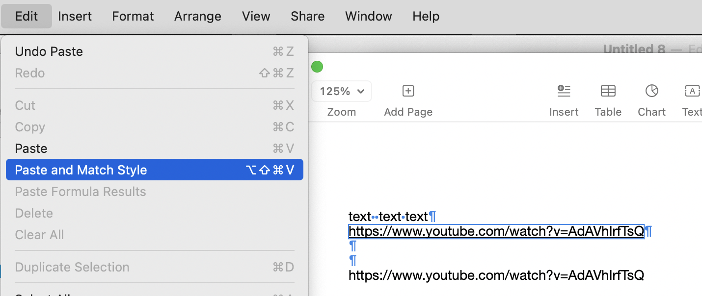 Copying URL onto a Pages doc issue - Apple Community