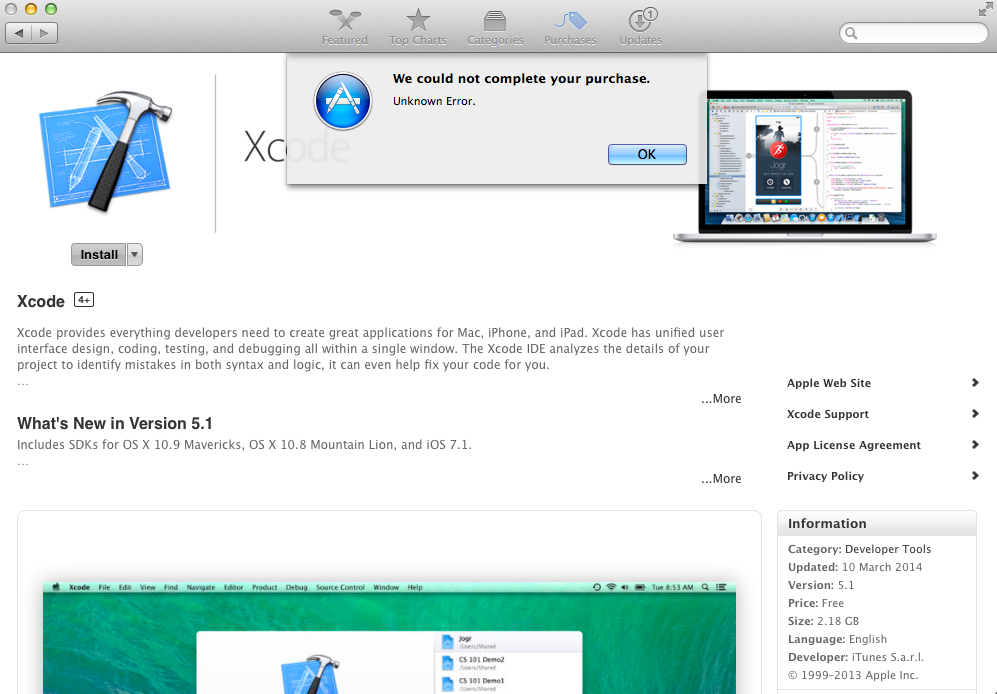 We could not complete your purchase. Unkn… - Apple Community