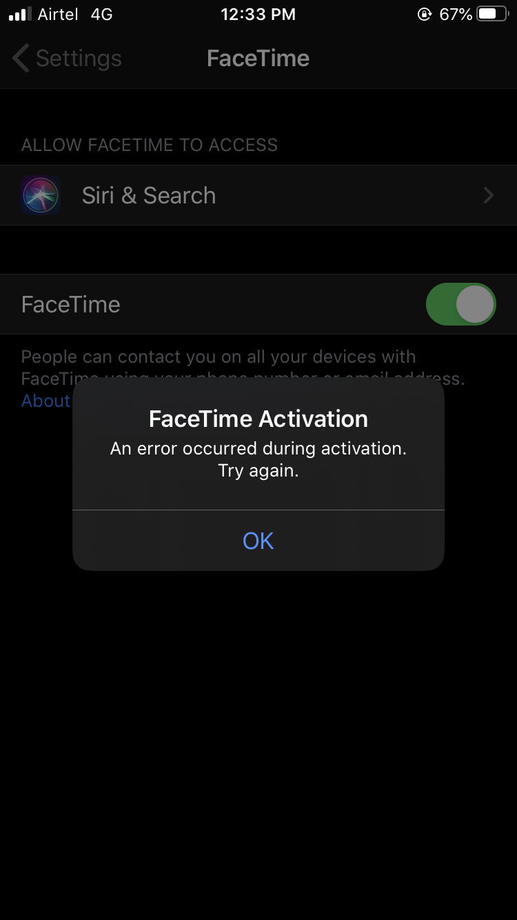 My FaceTime is not activated. Even I trie… - Apple Community