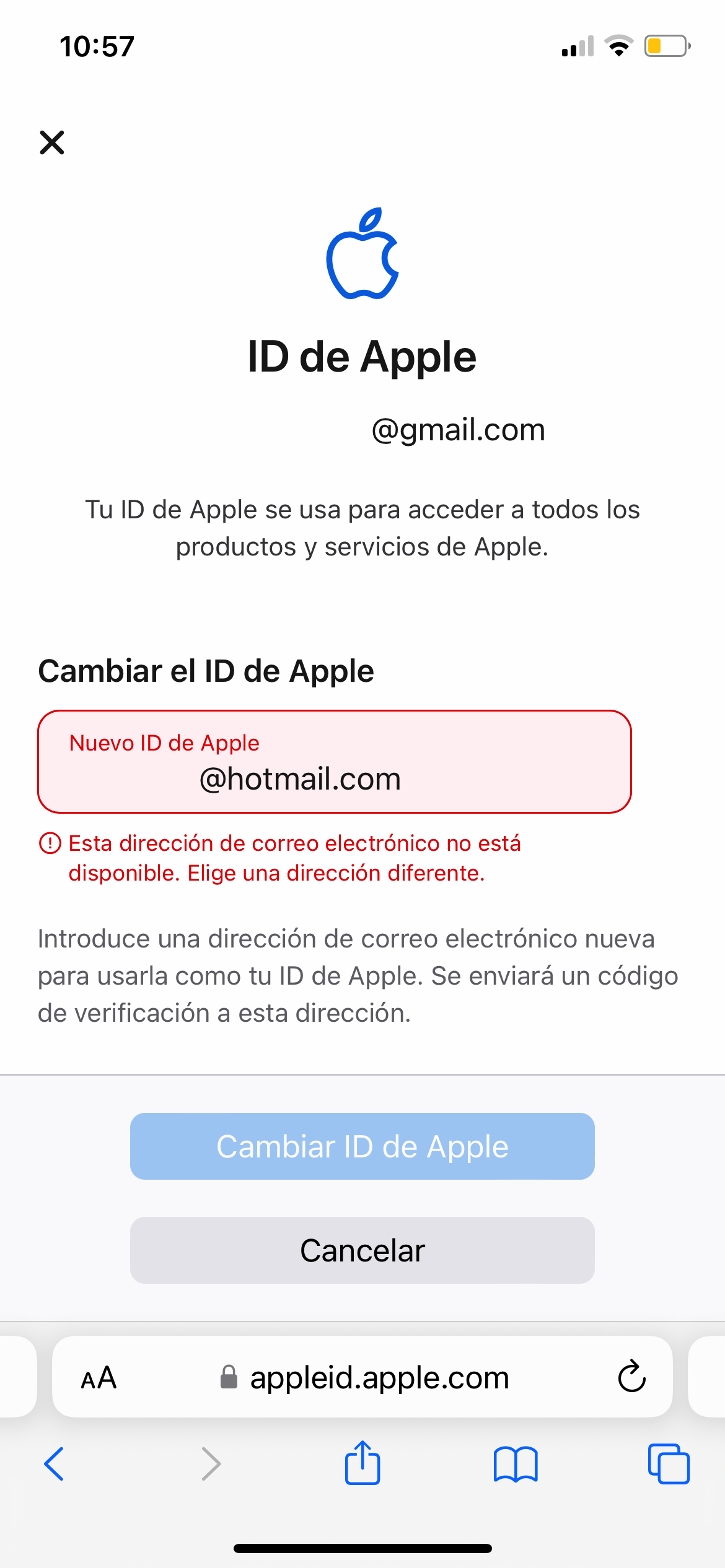 No puedo cambiar a mi ID de Apple anti… - Comunidad de Apple