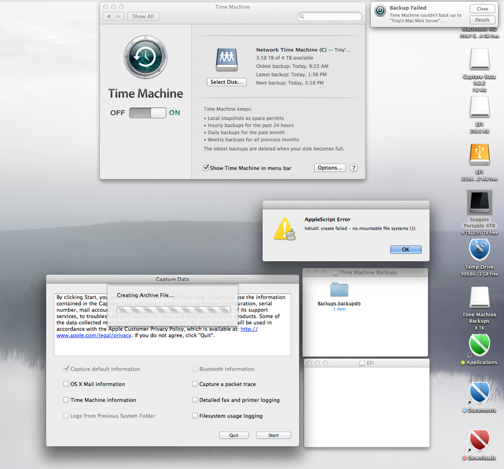 backup fails and loads EFI partition? - Apple Community