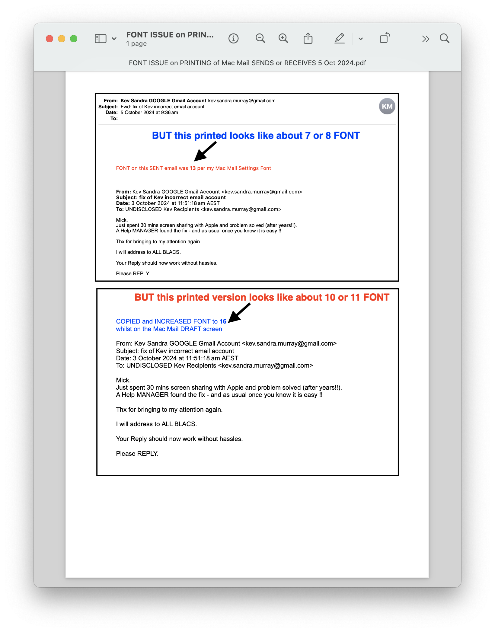 MACMAIL incorrect FONT PRINTING - too sma… - Apple Community