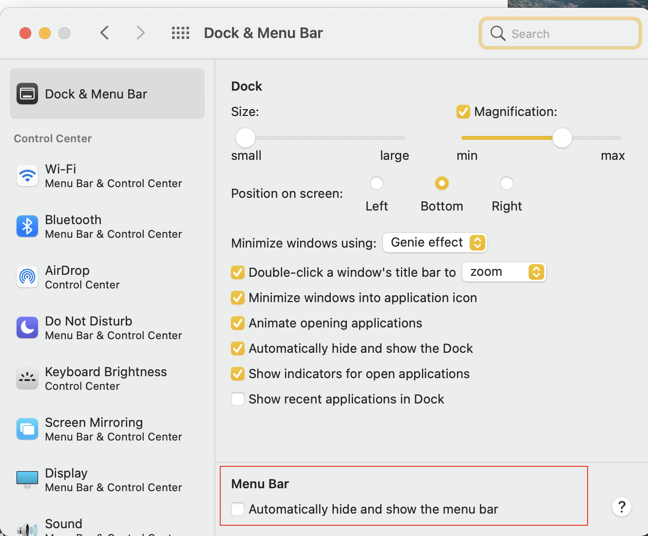 Make the menubar always visible when full… - Apple Community