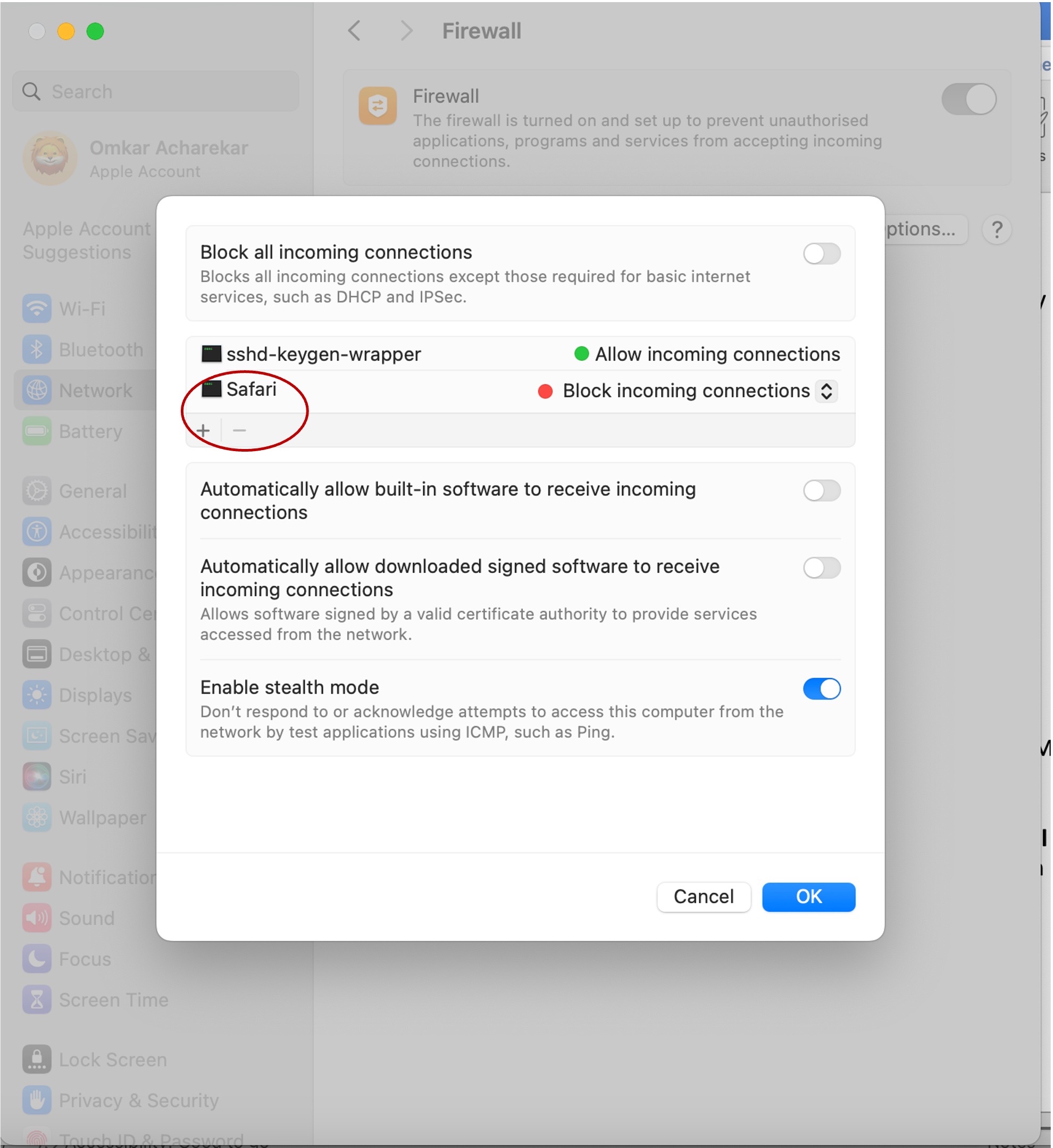 Firewall Safari Blocking all incoming con… - Apple Community