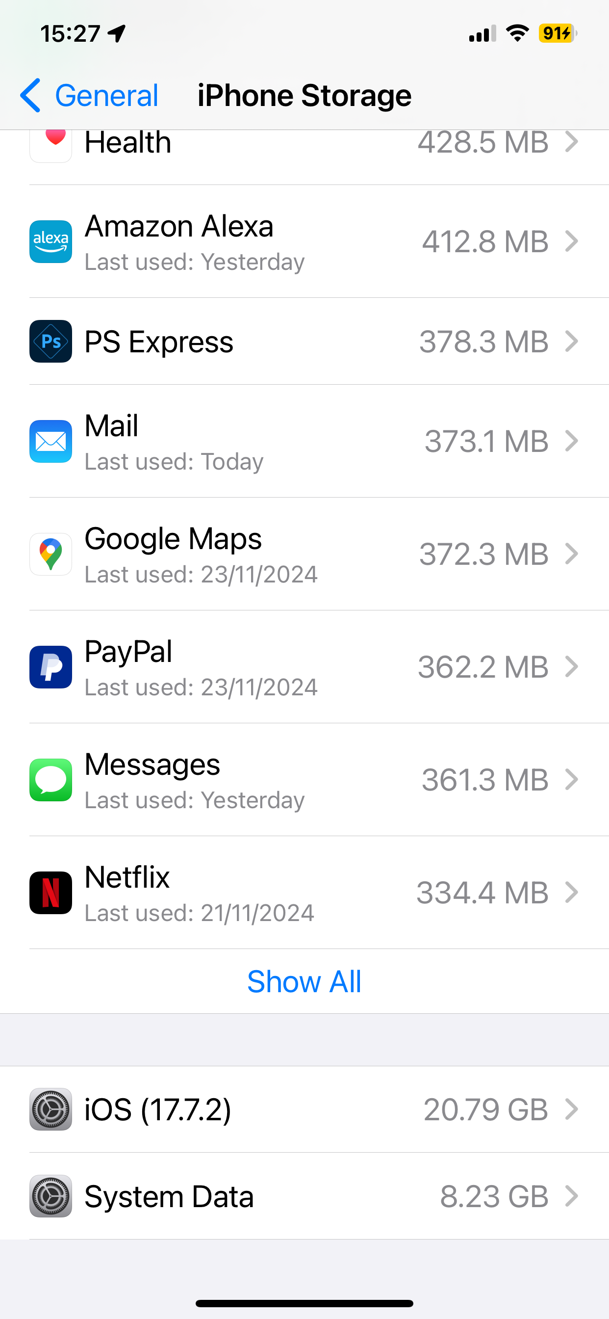 iPhone 11 Pro Max showing iOS 17.7.2 as 2… - Apple Community