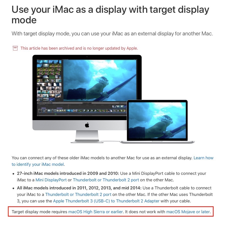 Target Display Mode from a macbook pro to… - Apple Community