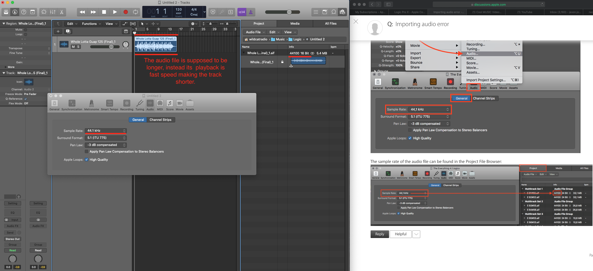 Importing audio error - Apple Community
