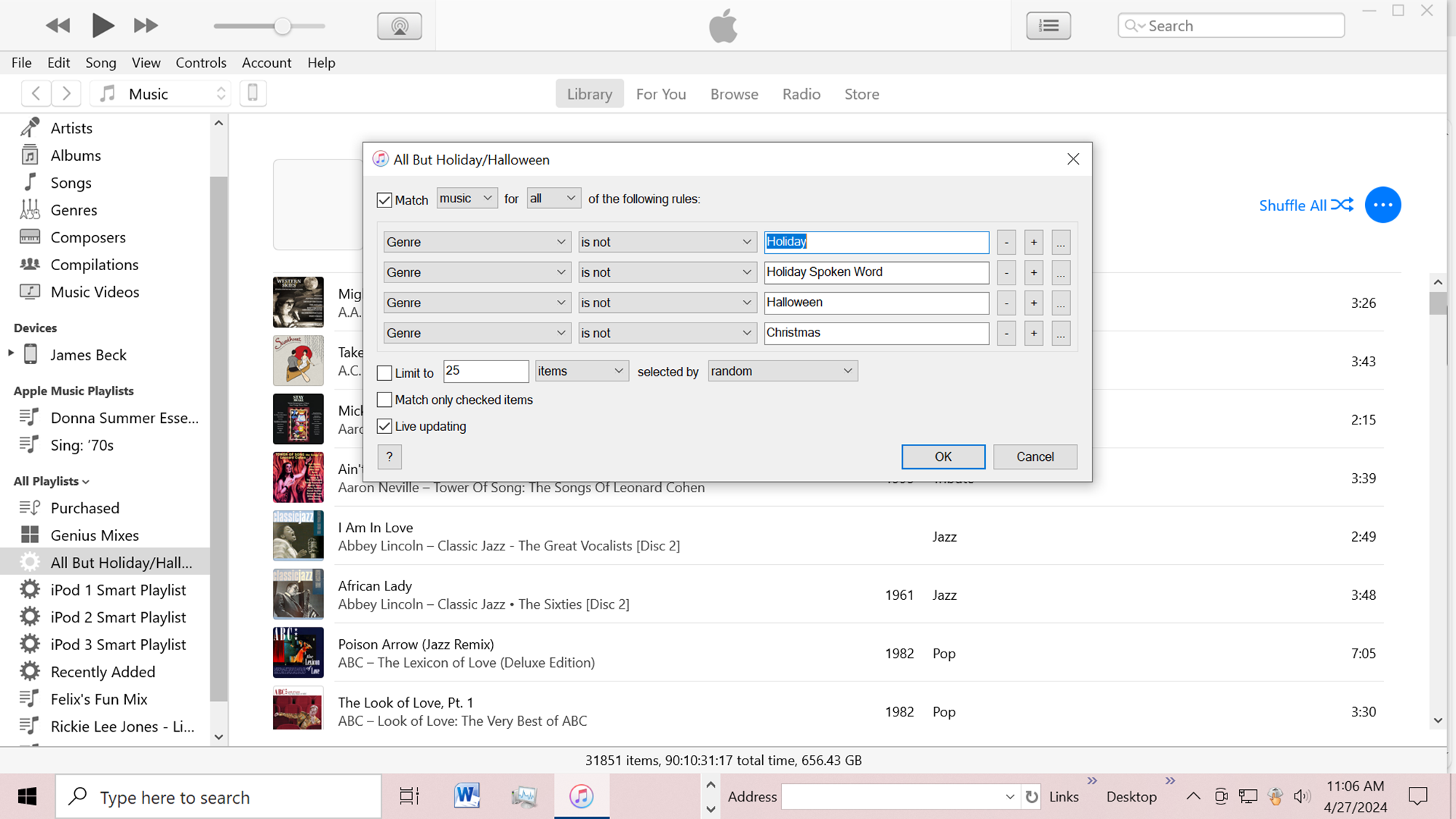 iTunes SMART Playlist rules not being fol… - Apple Community