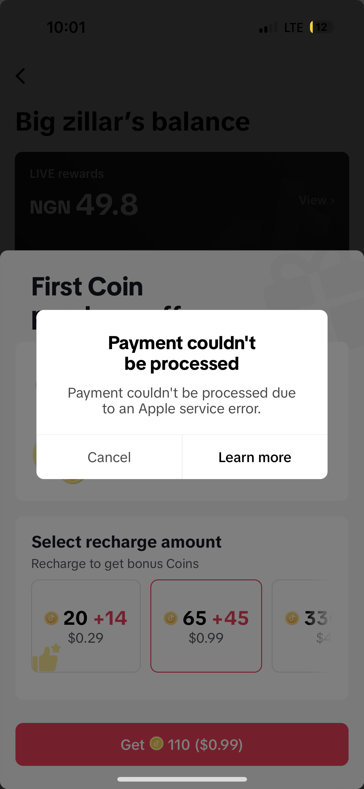 Payment couldn’t be proceed due to an app… - Apple Community
