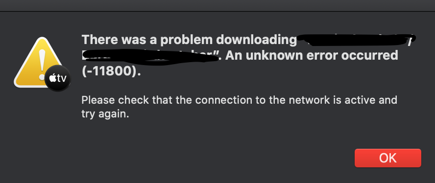 Error -11800 on AppleTV - Apple Community