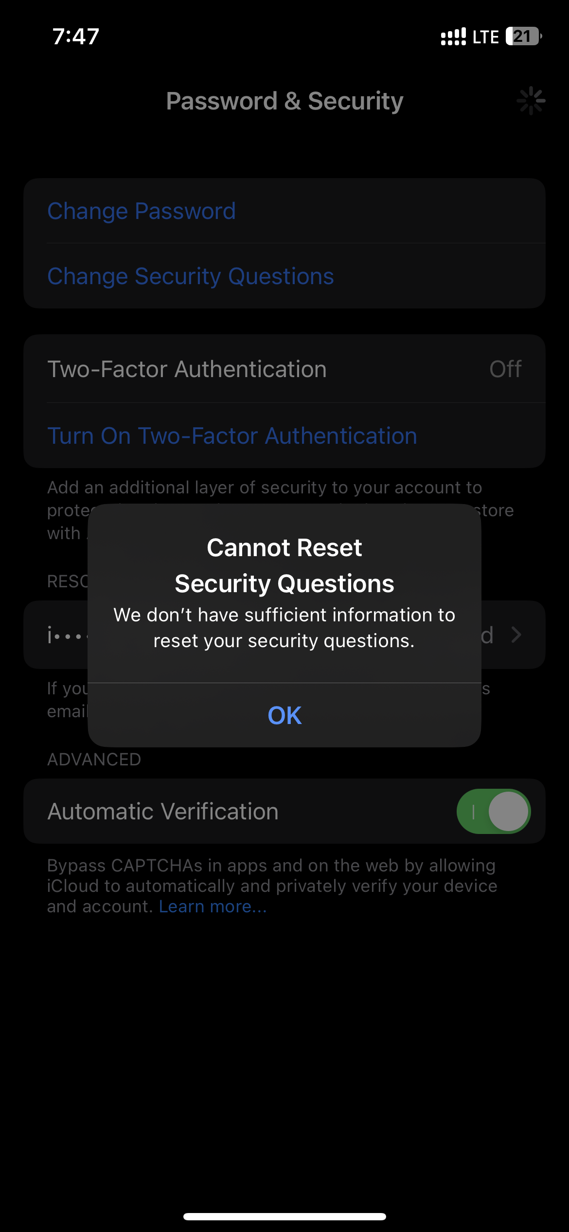 i can't reset my security question - Apple Community
