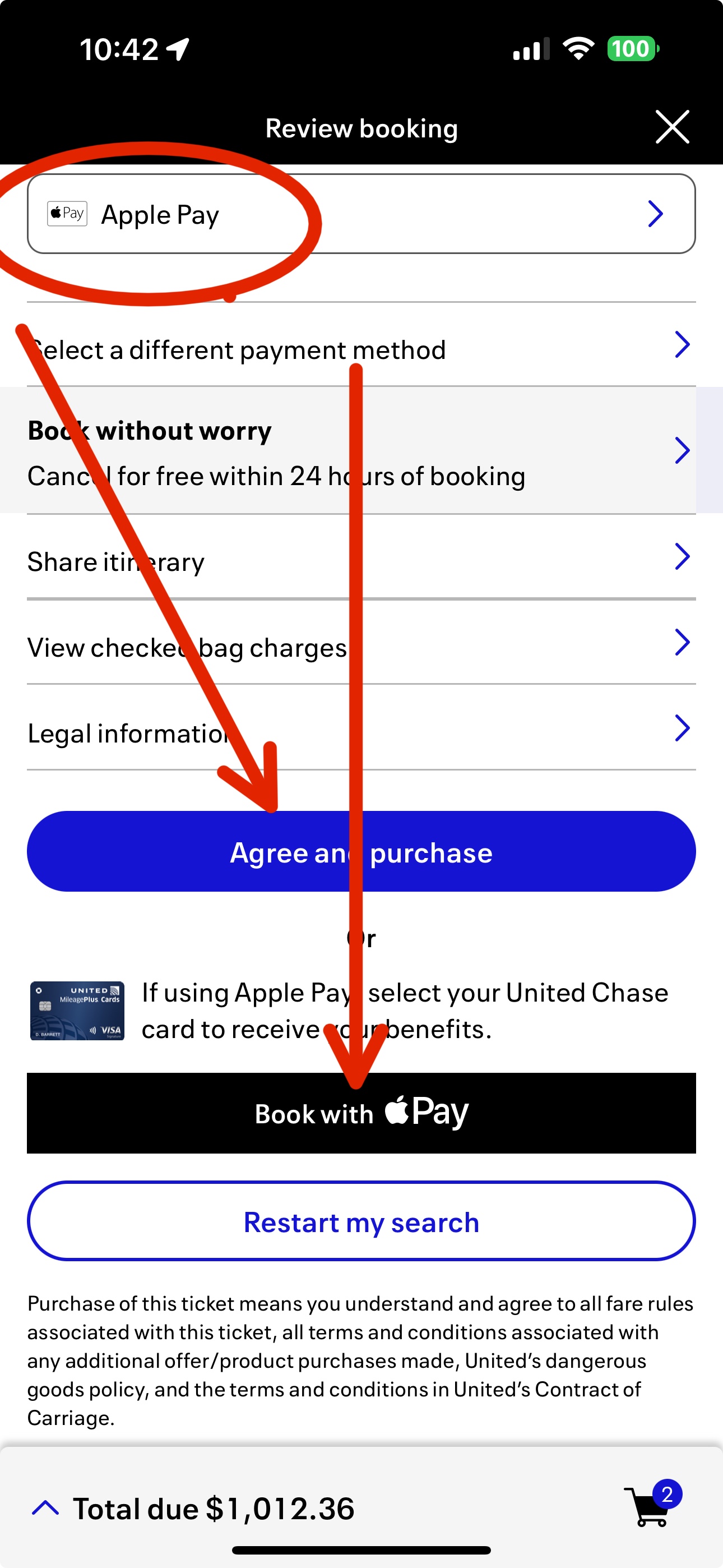 Apple Pay not showing in United App ver 4… - Apple Community
