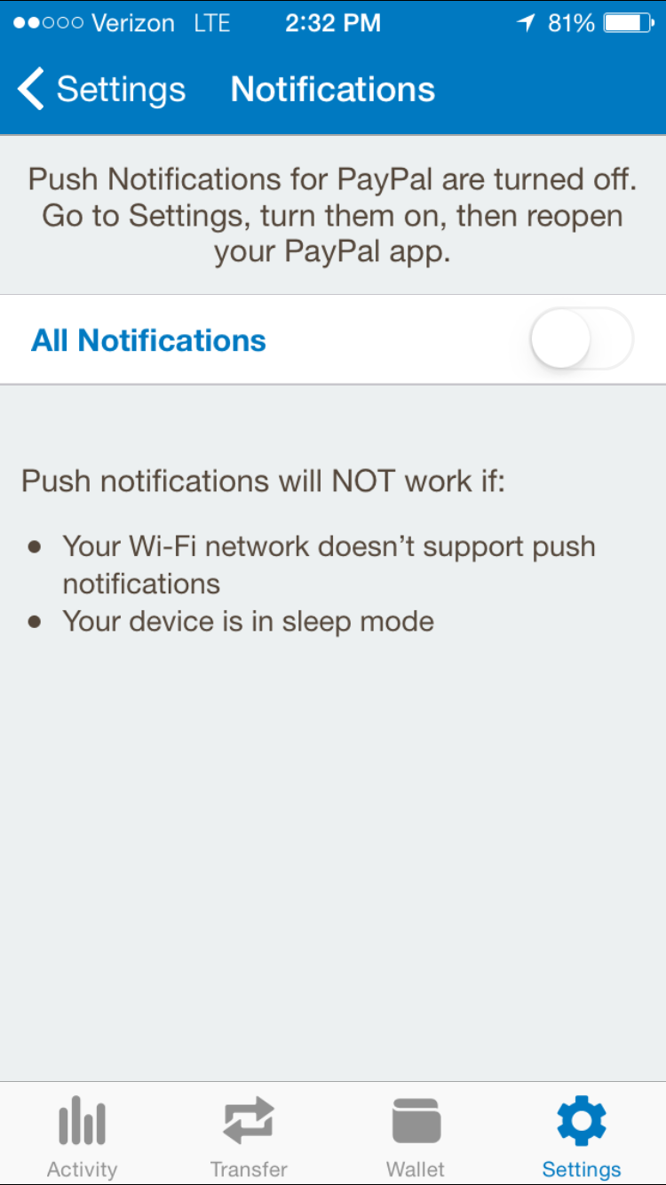 PayPal won't send Push notifications - Apple Community