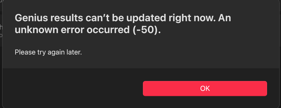 Apple music app error code 50. - Apple Community