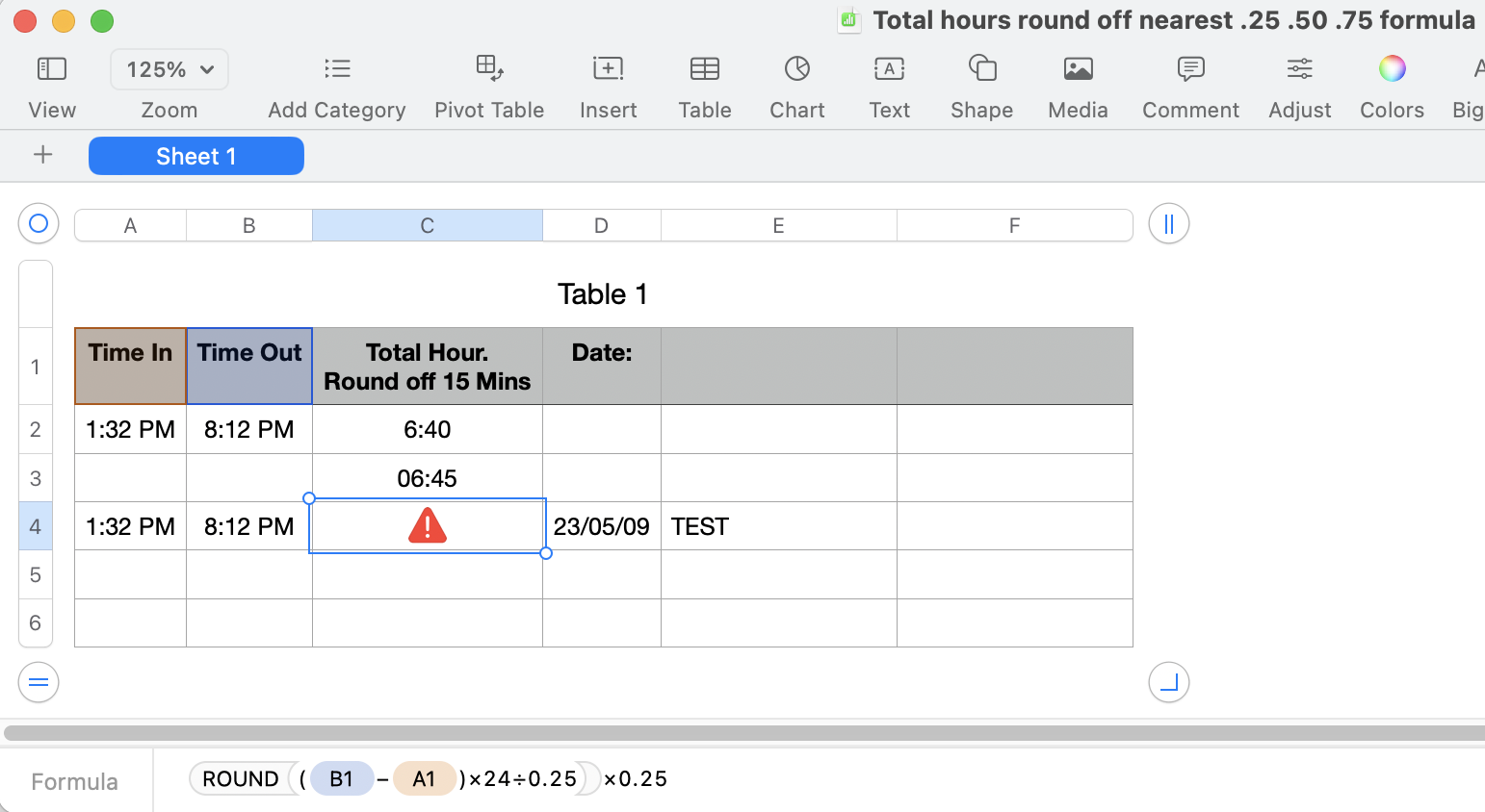 Timesheet formulas - nearest 15 minutes … - Apple Community
