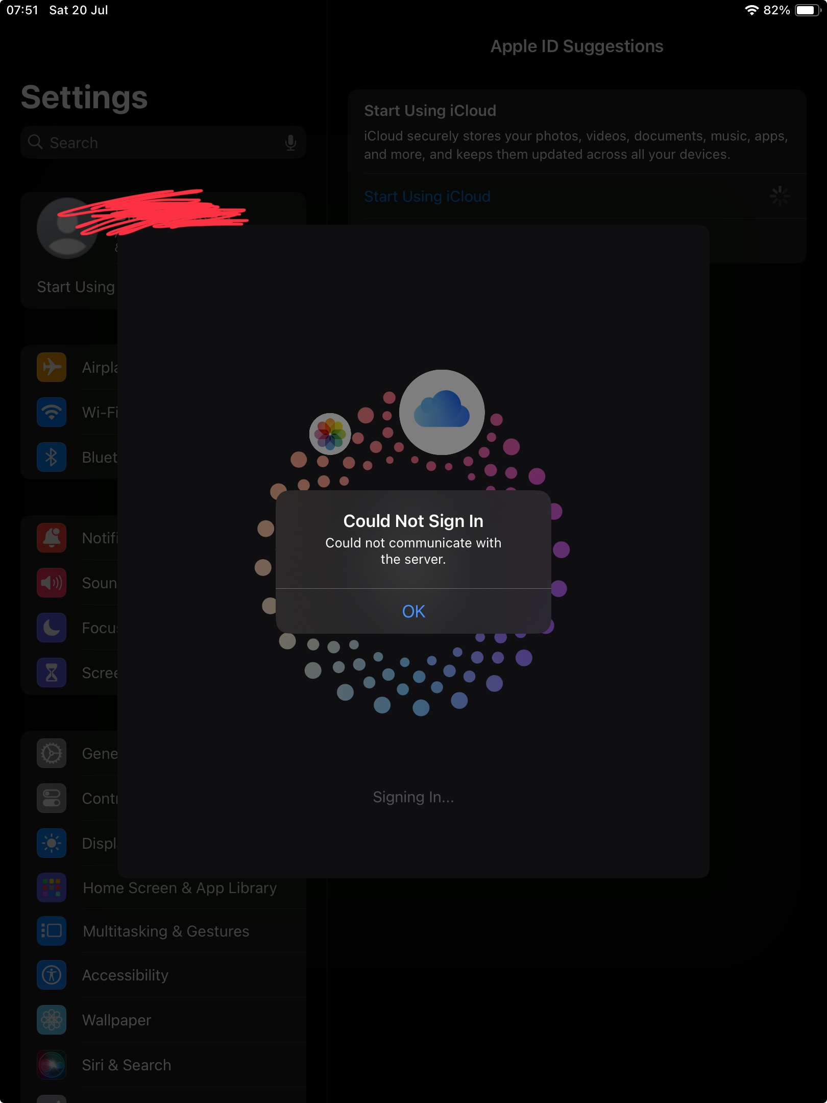 Could not sign in: Could not communicate … - Apple Community