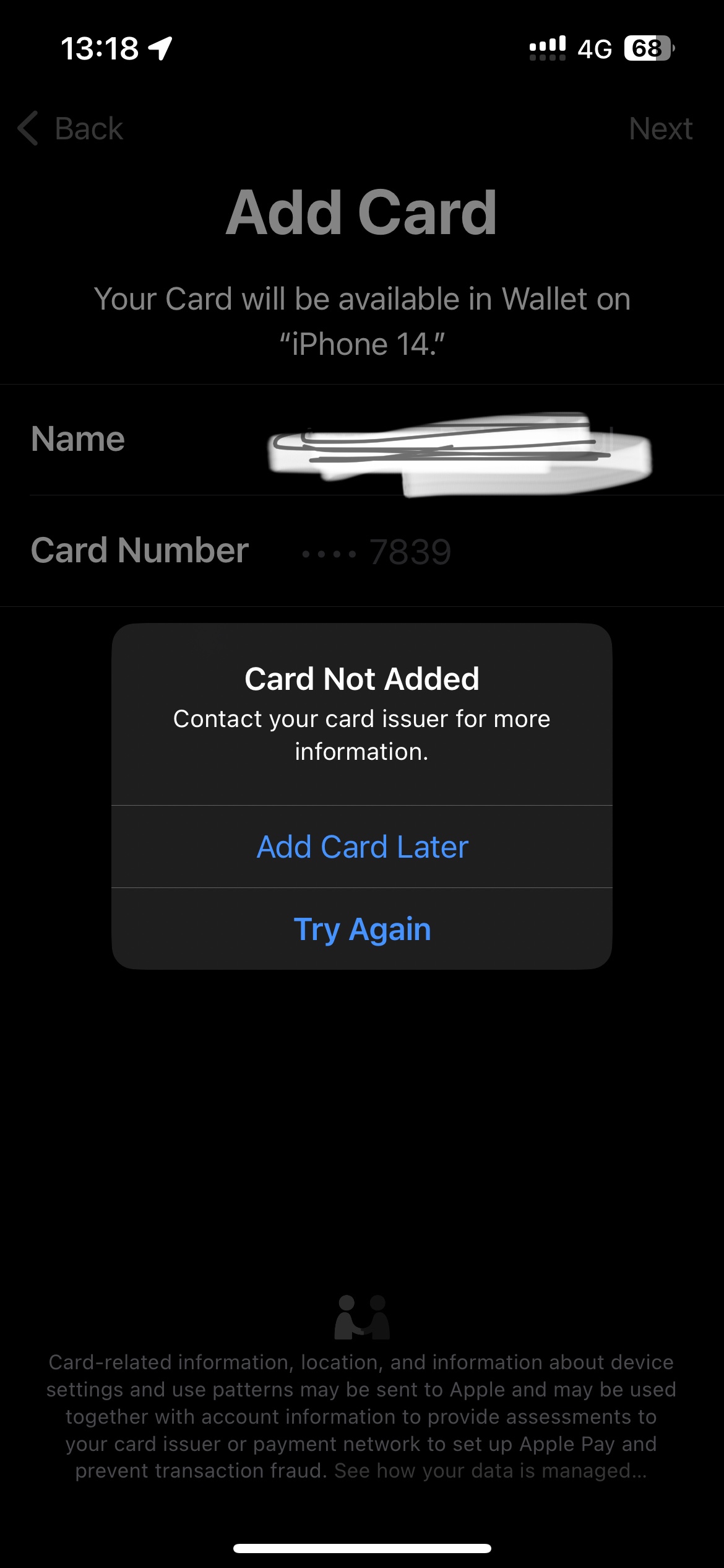 Help me I can’t add any cards - Apple Community