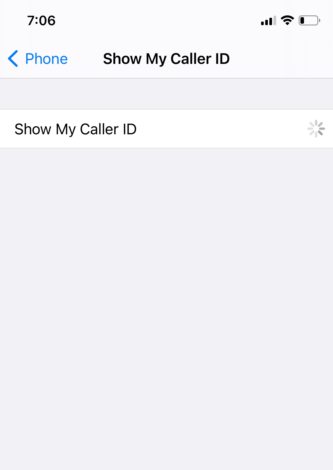 Show my caller ID loading wheel - Apple Community