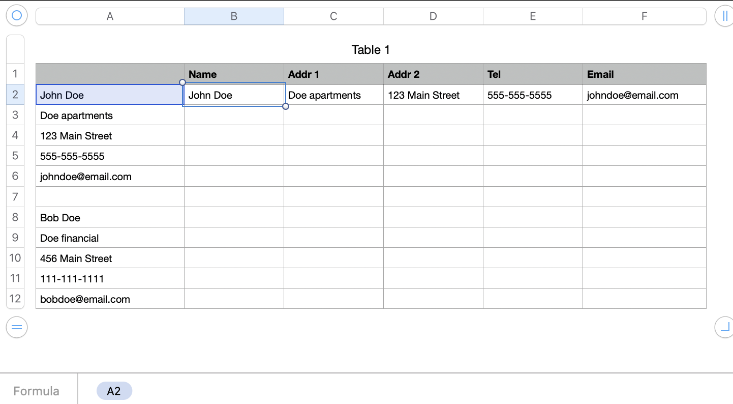 Numbers file with unorganized data - Apple Community