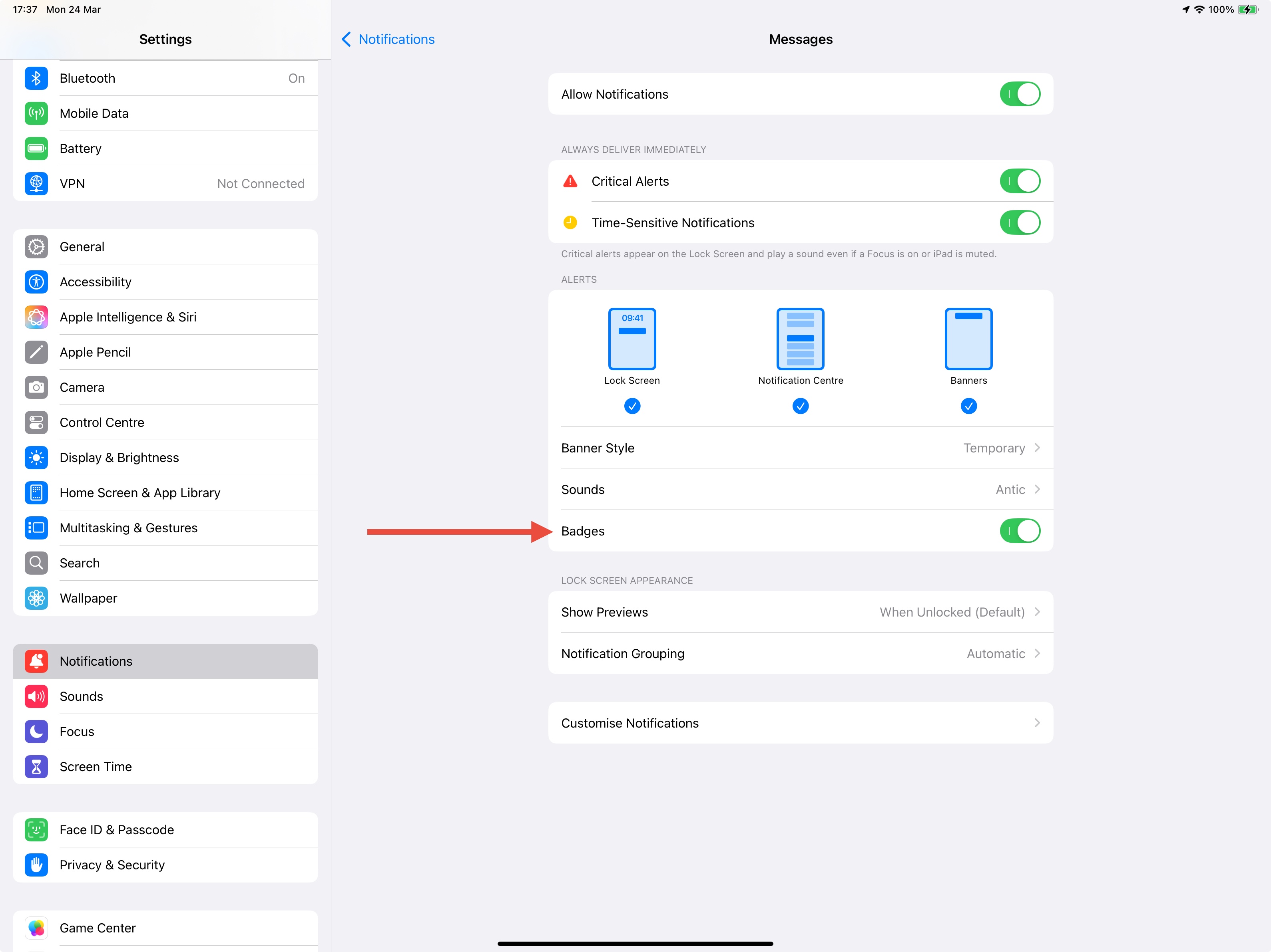 How do I enable the unread message count … - Apple Community