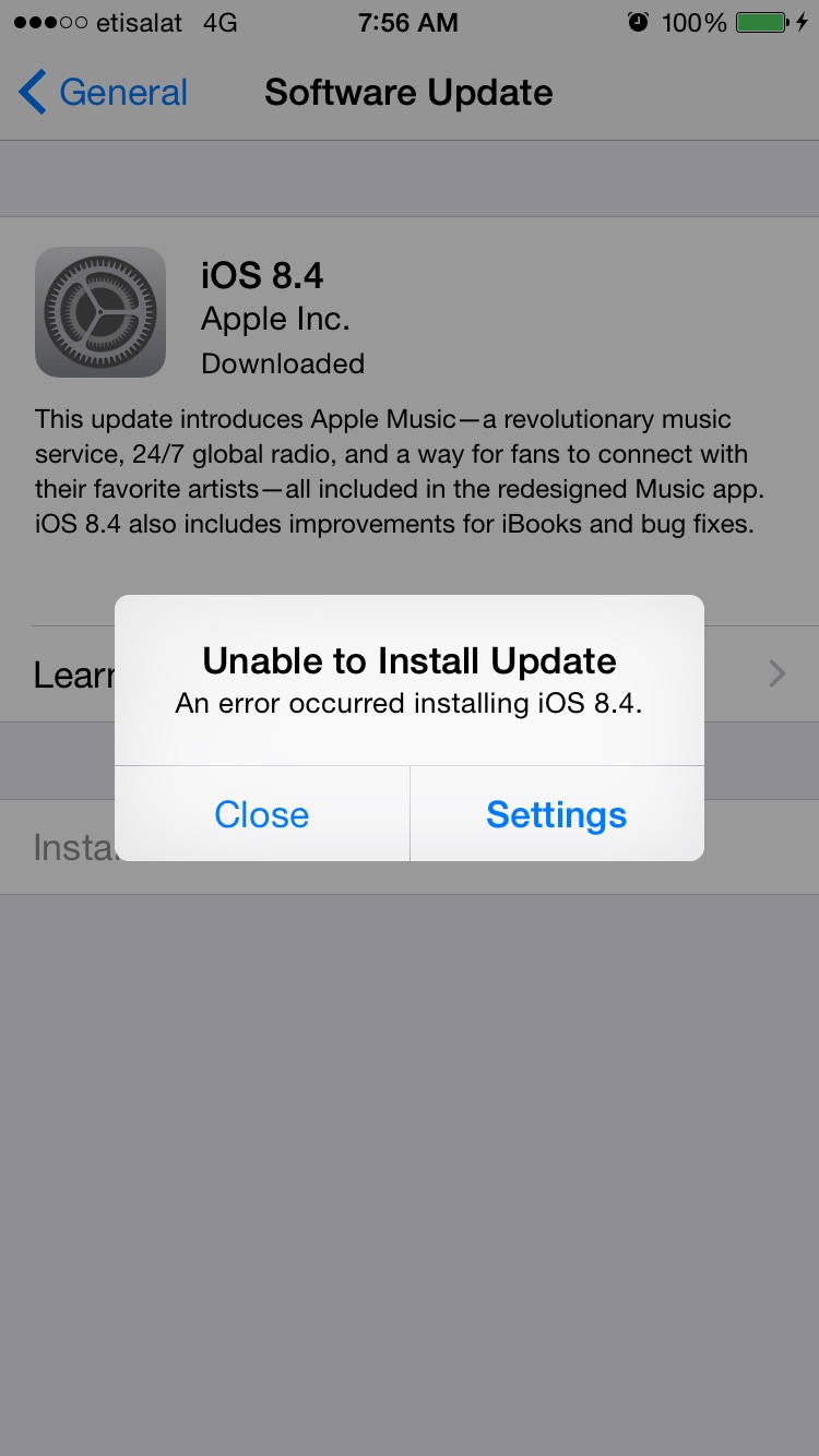 Why can't I install update iOS 8.4 on iPa… - Apple Community