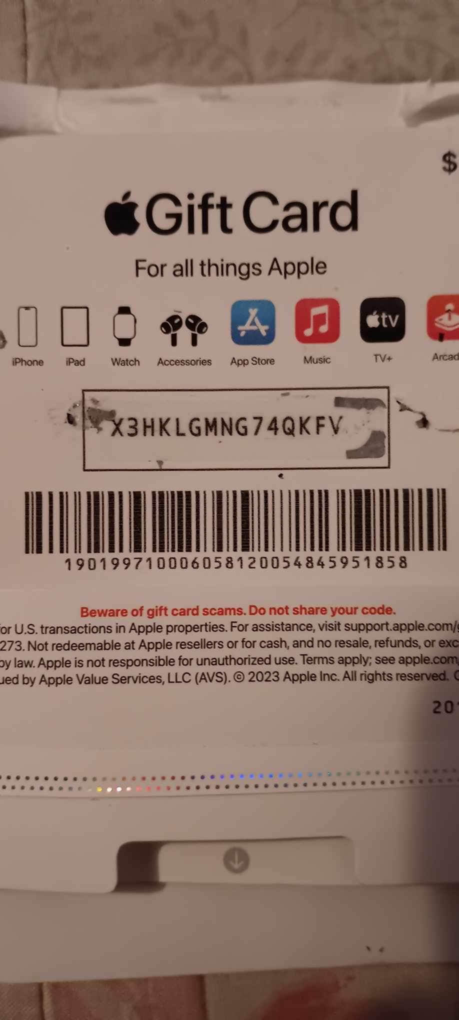 How do I redeem if a digit is scratched o… - Apple Community