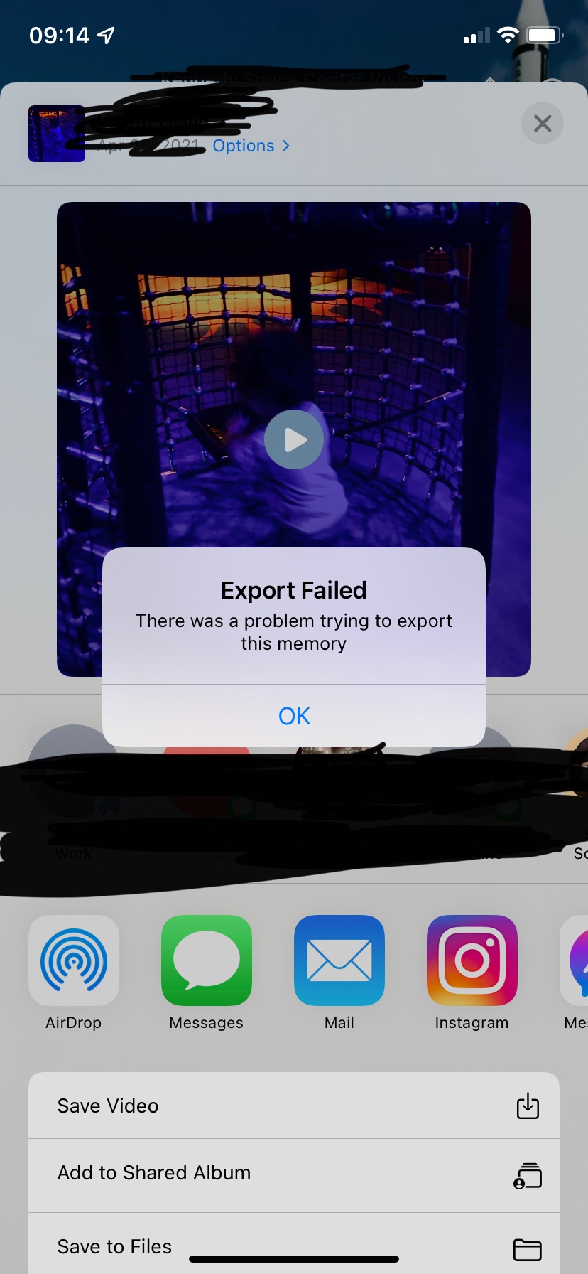Memory Video - Export Failed (There was a… - Apple Community