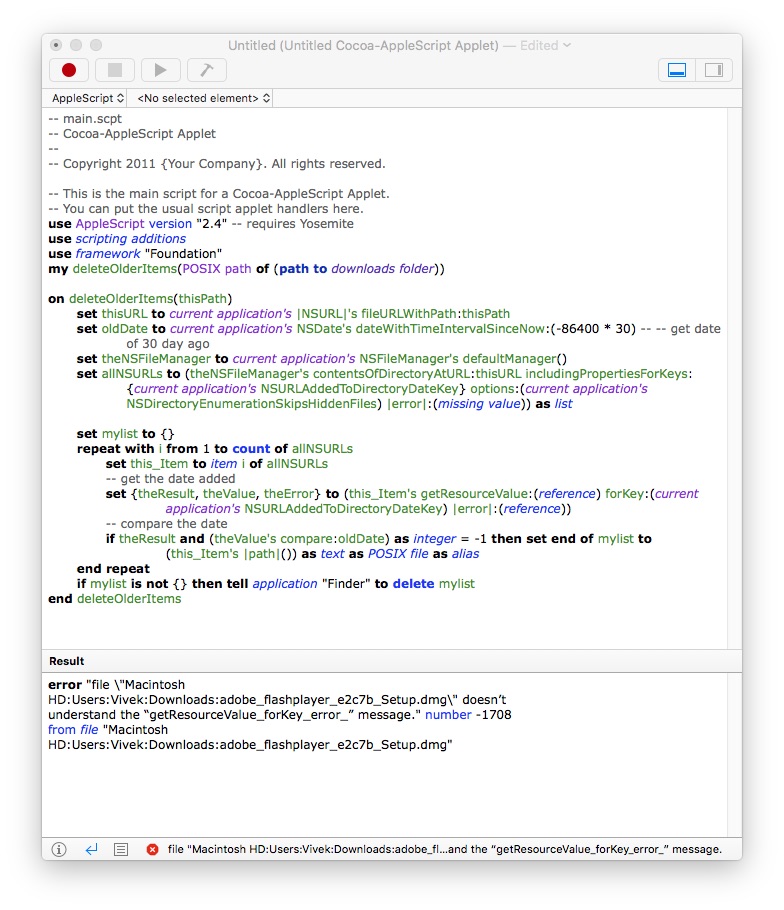 Using AppleScript to manage Downloads fol… - Apple Community