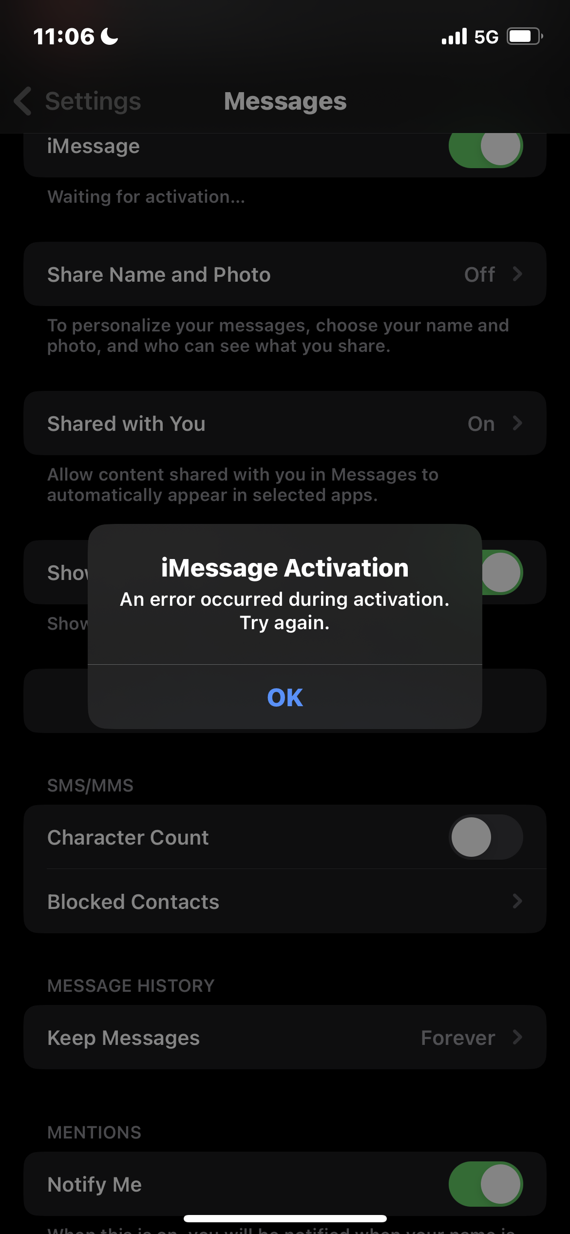 Why does my iPhone say iMessage needs to … - Apple Community