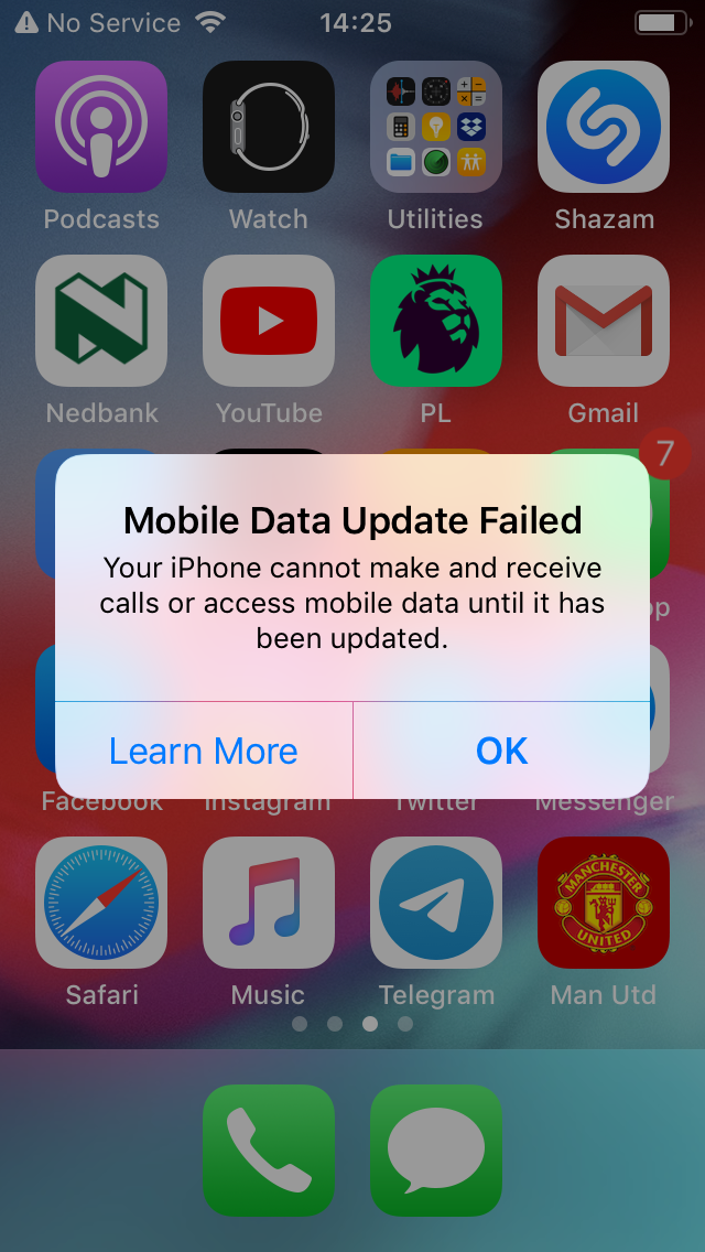 Mobile update failed - Apple Community