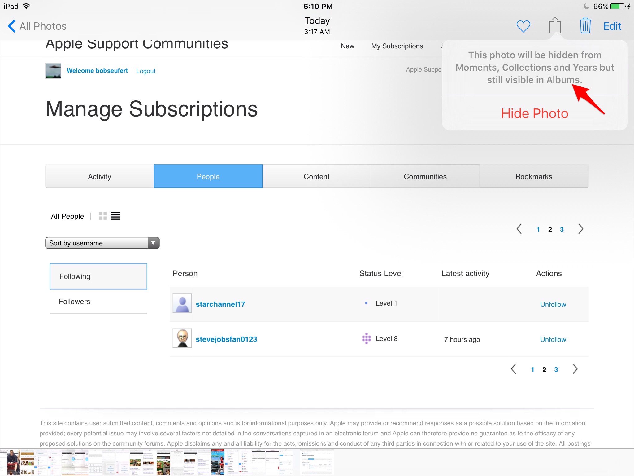 Hide photo not working ios9 - Apple Community
