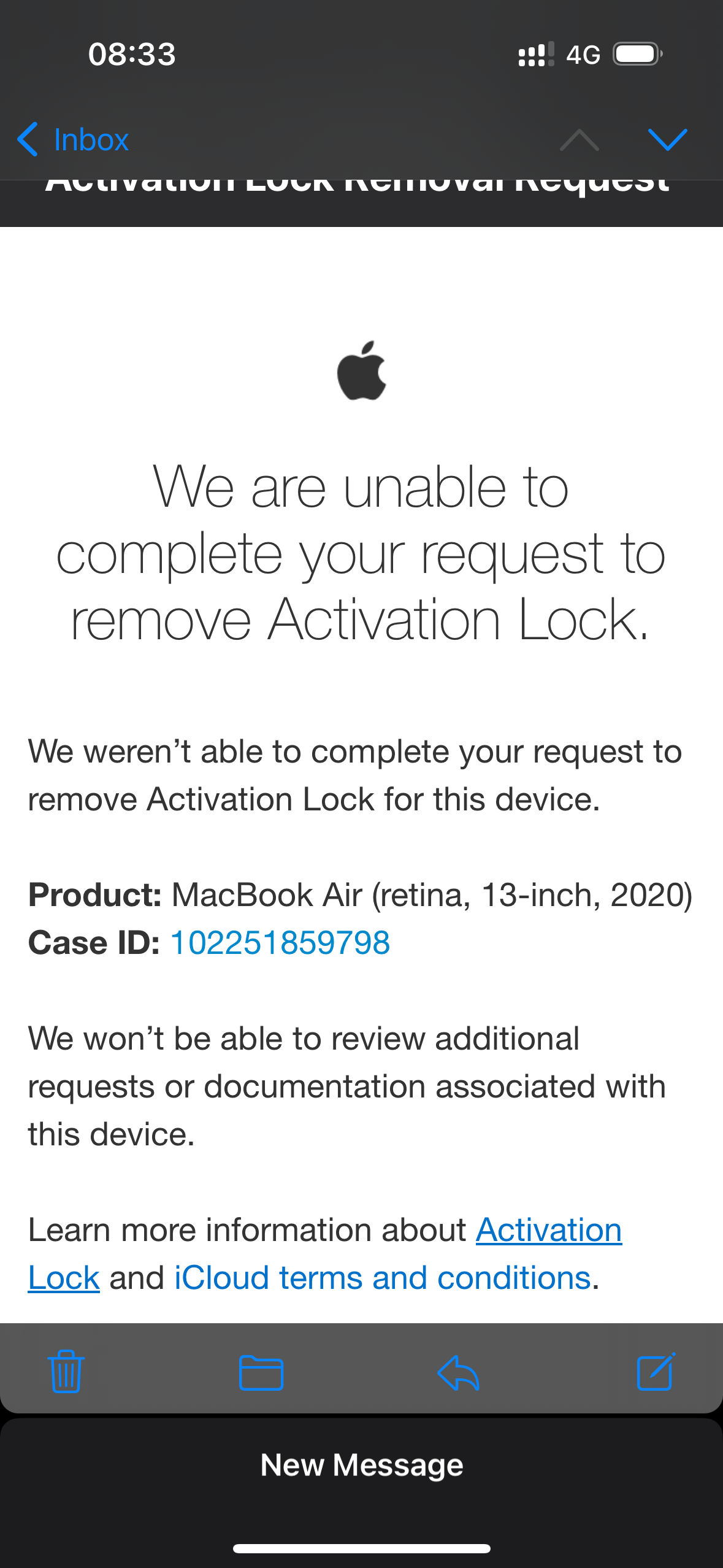 Activation lock request failed again - Apple Community