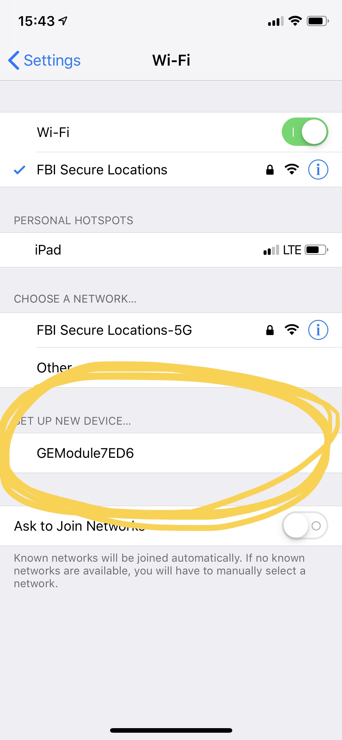 iPhone "Set up new device" wifi section... - Apple Community