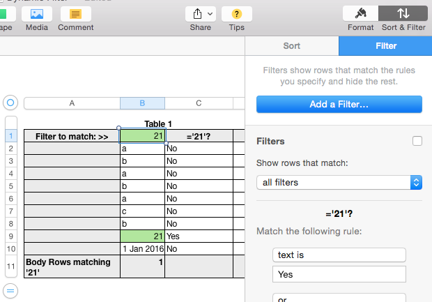 Any way to get a count of filtered rows? - Apple Community