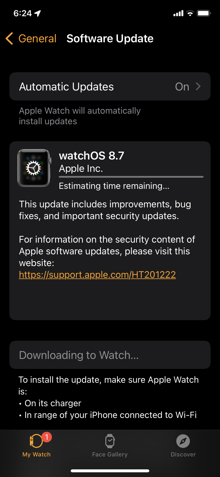 Apple Watch software update download does… - Apple Community