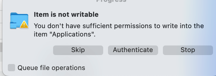 Item not writable message - Apple Community