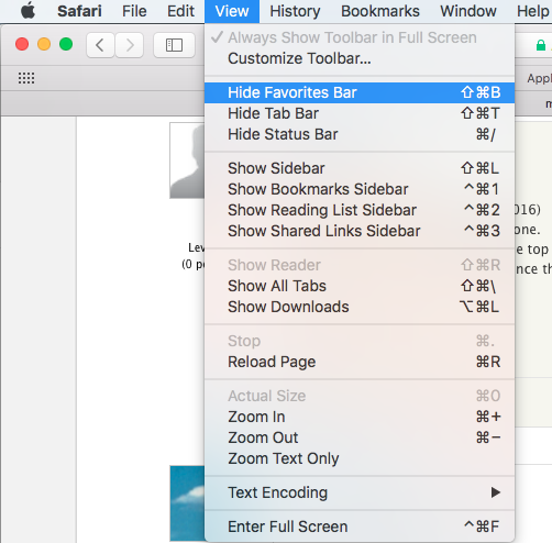 missing safari menu bar - Apple Community