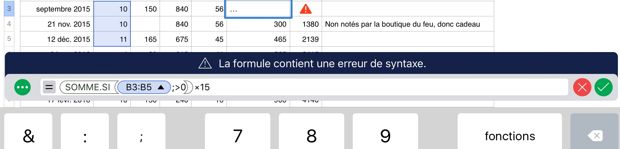 Somme Si erreur de syntaxe - Apple Community