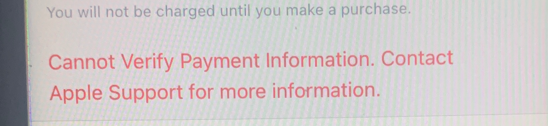 Cannot Verify Payment Method - Apple Community