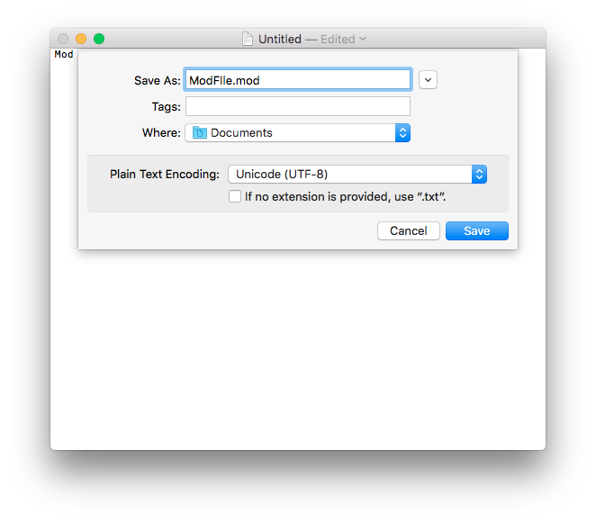 Creating a .mod file - Apple Community