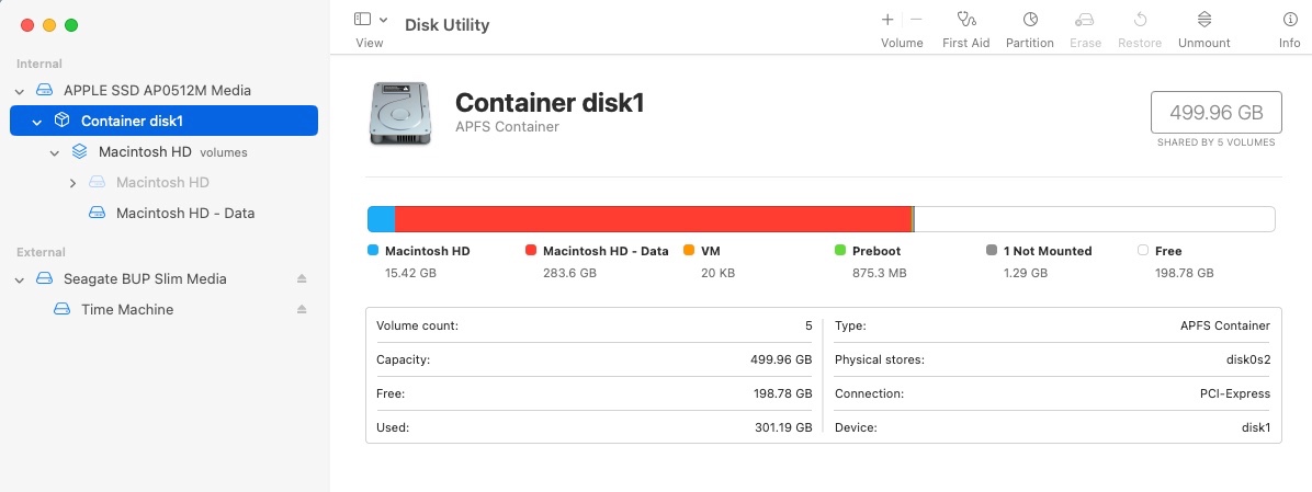 "Disk Utility" used space differs from "S… - Apple Community