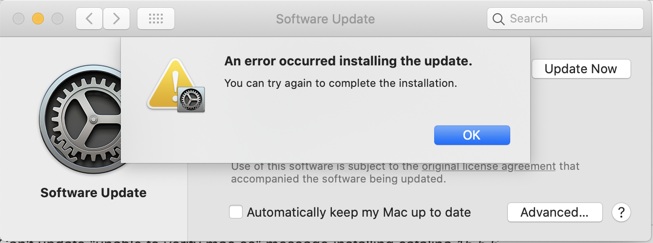 Can't update "unable to verify mac os" me… - Apple Community