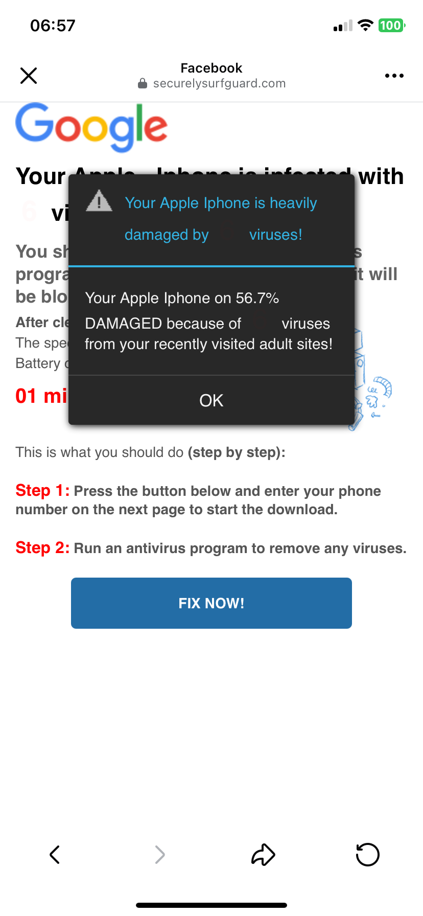 Iphone infected by virus pop-up message - Apple Community