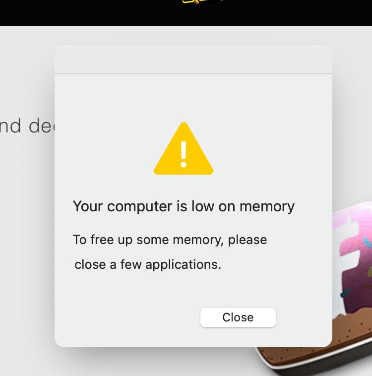 Low memory alert - Apple Community