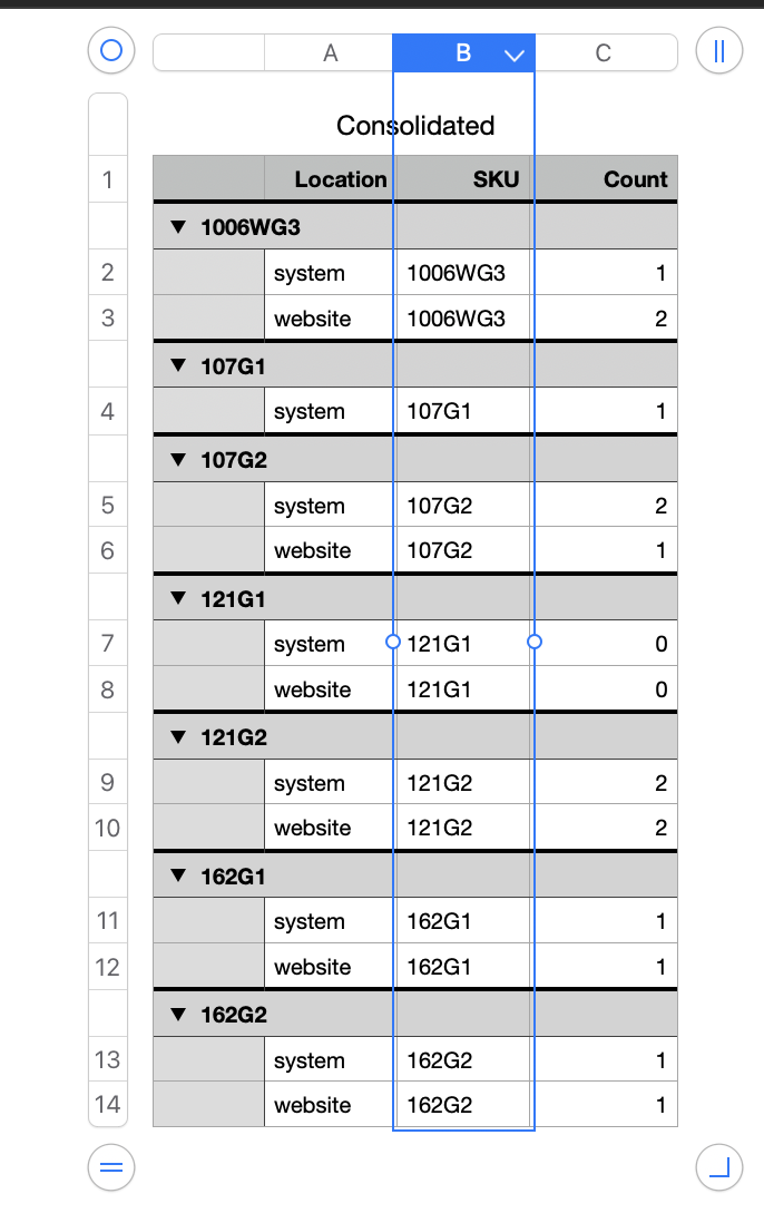 Compare Two Different Spreadsheets with S… - Apple Community