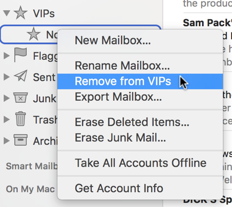 How do I delete the VIP Mailbox? - Apple Community