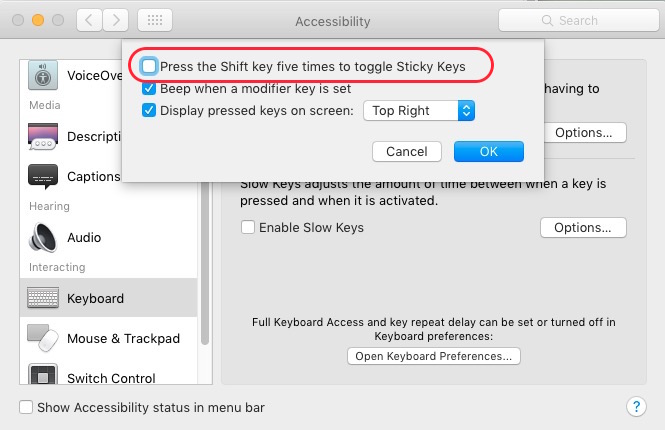How to disable keystick feature through t… - Apple Community